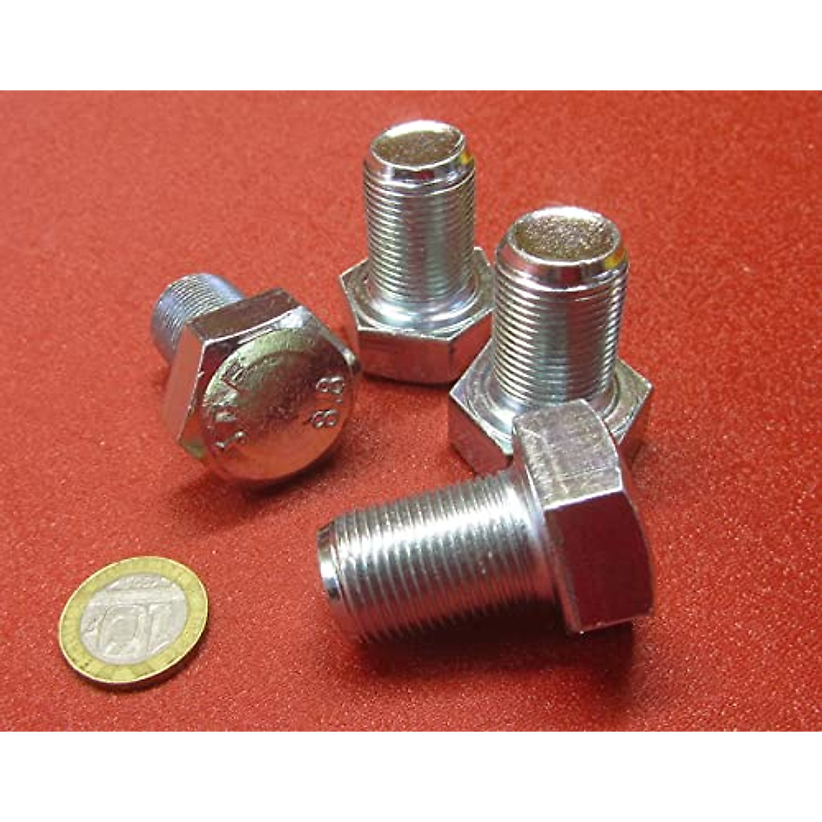 Class 8.8 Zinc Plated Steel Hex Head Bolts FT M20 x 1.5 mm x 30 mm Long 4 pcs., Silver