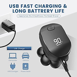 Mr.wintek 8D Head Shavers,Upgrade Head Shavers for Bald Men, Head Electric Razors with Nose Hair Trimmer, Waterproof Wet/Dry Mens Grooming Kit, Anti-Pinch, LED Display, USB Rechargeable (Black)