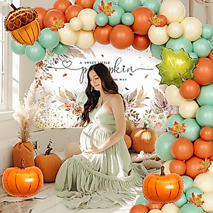 Hombae Little Pumpkin Baby Shower Decorations, Thanksgiving Fall Themed Baby Shower Decorations, A Sweet Little Pumpkin is On The Way Backdrop Banner Balloon Tablecloth Cake Cupcake Topper 169PCs