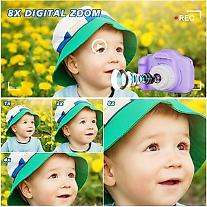 Upgrade Toddler Camera, HD Digital Video Cameras for Toddler, Kids Selfie Camera Toys with 32GB SD Card for 3 4 5 6 7 8 9 Year Old Girls and Boys, Christmas Birthday Gifts for Boys - Purple