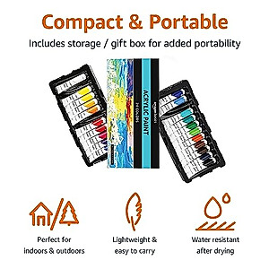 Amazon Basics Acrylic Paint Tubes, 24 Colors