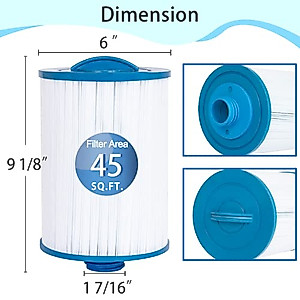 Future Way 6CH-940 Spa Filter Compatible with Pleatco PWW50P3, Filbur FC-0359 Hot Tub Filter, 45 sq.ft, 2-Pack