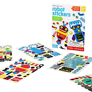 Serabeena Make Your Own Stickers - Robot Stickers for Kids - Robot Birthday Party Decorations - Stickers for Toddlers - Robot Party Favors - Over 700 Kid Friendly Stickers - 24 Sheets, 6.5" x 4.5"
