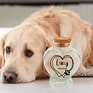 Personalized Pet Fur Memorial Jar, Memorial Bottle for Pet Hair, Personalized Pet Hair Keepsake Bottle, Pet Memorial Urn Glass Bottles, Dog Cat Hair Ashes Storage Box, Sympathy Gift for Pet Lover