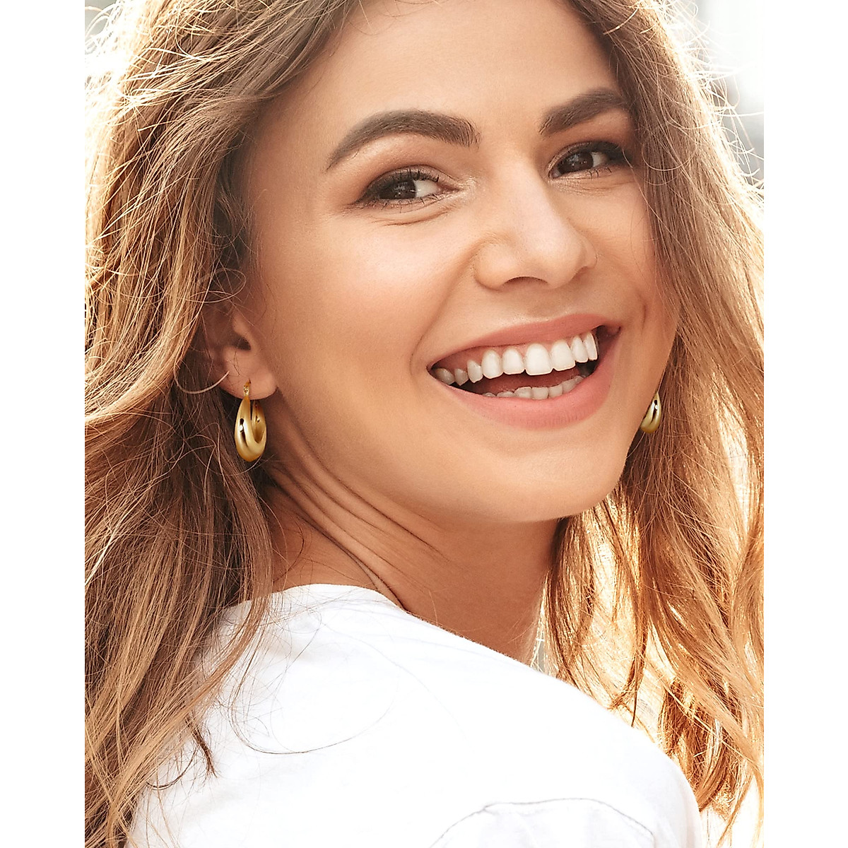 Adoyi 7 Pairs Gold Hoop Earrings Set for Women 14K Gold Plated Chunky Twisted Gold Hoops Set Hypoallergenic Small Big Large Huggie Hoop Earrings Pack for Women Gift Lightweight ball earrings