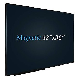 JILoffice Magnetic Black Chalkboard/Black Board 48 x 36 Inch, Black Aluminum Frame Board with Marker Tray for Office Home and School