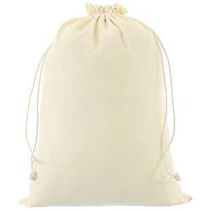 CleverDelights Cotton Bags - 14" x 20" - 10 Pack - Premium Muslin Drawstring Bag
