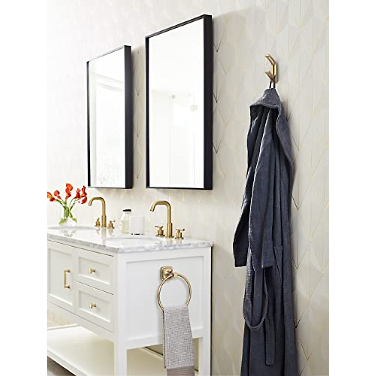 Amerock H37010CZ | Avid Double Prong Decorative Wall Hook | Champagne Bronze Hook for Coats, Hats, Backpacks, Bags | Hooks for Bathroom, Bedroom, Closet, Entryway, Laundry Room, Office