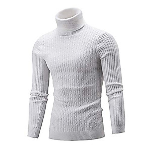 Men's Casual Slim Fit Thermal Turtleneck T Shirts Basic Knitted Pullover Sweaters Cashmere Ribbed Knit Tops Knitwear
