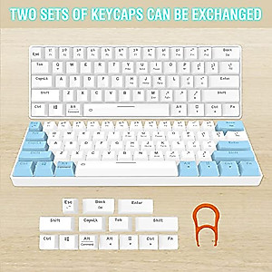 EDJO Bluetooth Mechanical Keyboard 60%, Wireless/Wired Red Switches Mechanical Gaming Keyboard with Backlit, Ultra-Compact 60 Percent Computer Keyboard for Windows, Mac OS