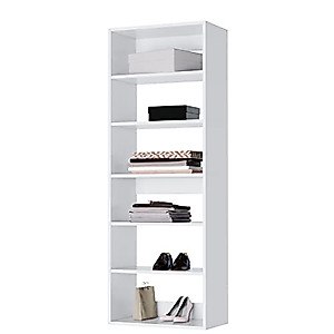 Modular Closets Vista Collection Shelf Tower Built in Wood Closet Organizer Unit (White, 31.5" Wide)