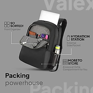 American Tourister VALEX BLACK LAPTOP BACKPACK 28 Ltrs,Volume, LAPTOP COMPARTMENT, BOTTLE POCKET, FRONT ORGANIZER, BLACK, M, laptop bags