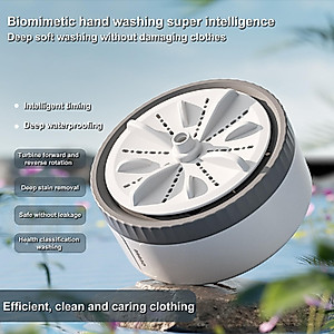 Portable Turbo Washing Machine with Adjustable Timing Gears, 27W Lightweight Sink Washing Machine for Baby’s Clothing Underwear Rags, USB Powered Dishwasher for Travel, Business Trip and Home Grey