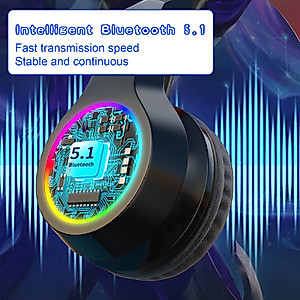 FITORON Wireless Headphones Bluetooth On-Ear Headset with Microphone, Foldable Lightweight Game Headset with Deep Bass,Built-in Mic Wired Mode PC/Cell Phones/TV (Black)