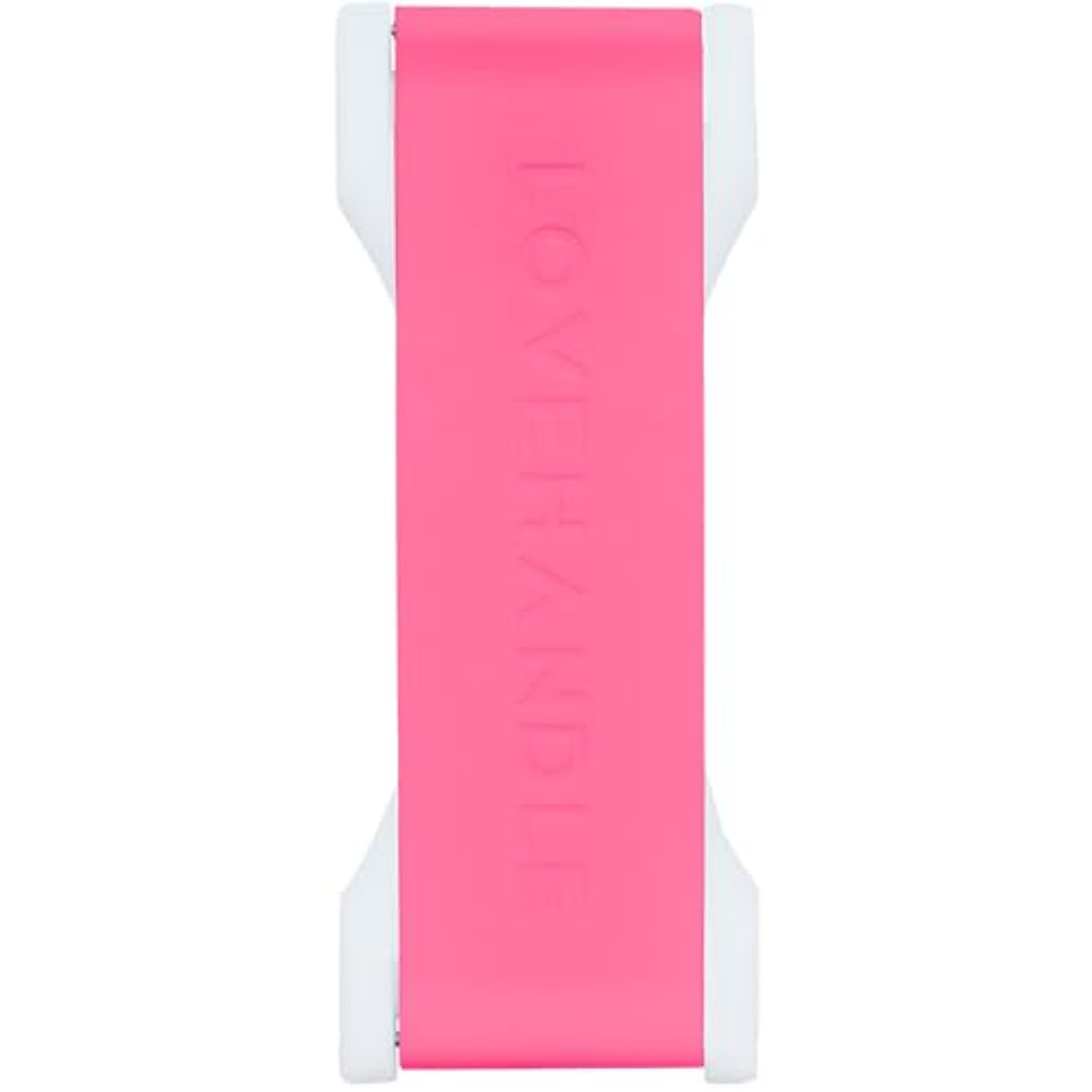 LoveHandle PRO Premium Phone Grip - Silicone Phone Strap - Magnetic Phone Mount and Kickstand for Smartphone and Tablet - Hot Pink Silicone on White Base