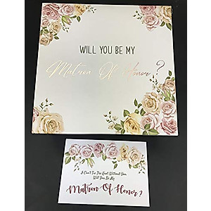Bridesmaids Proposal Gift Boxes Set of 8 with Rose Gold Foil Letters & Proposal Cards to Ask Bridesmaids, Maid & Matron of Honor & Flower Girl (5 Bridesmaids, 1 MatronH, 1 MaidH, 1 FlowrGrl, 8)