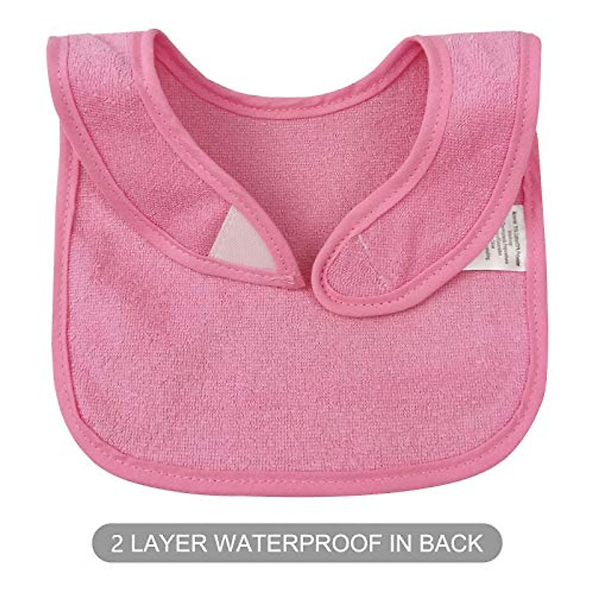 SPINFOX 12 Pack Waterproof Baby Bibs for Girls Terry Drool Bib Cotton Solid Knit Infant Feeding Bibs -Girl