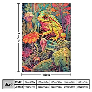 Ganiokar Frog Blanket Gifts, Mushrooms Retro Frog Throw Blanket for Women Man, Cozy Lightweight Fleece Plush for Sofa Bed Room Decor-C3-30x40