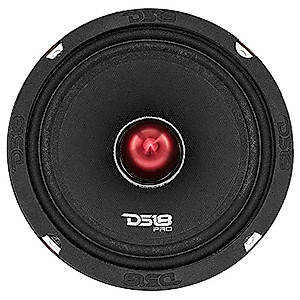 DS18 PRO-X6.4BM Loudspeaker - 6.5", Midrange, Red Aluminum Bullet, 500W Max, 250W RMS, 4 Ohms - Premium Quality Audio Door Speakers for Car or Truck Stereo Sound System (8 Speakers)