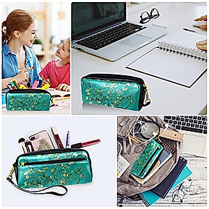 Blossoming Almond Tree Pencil Case Pen Box Teens Stationery Holder Purse Make up Pouch Toiletry Bag