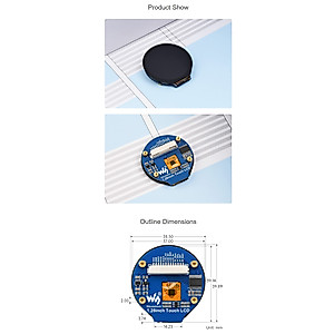 Coolwell 1.28inch Round LCD with Touch Panel for Raspberry Pi 4B+ 4B 3B+ 3B 2B+ Zero W WH 2 W Pico 240×240 IPS Display Module SPI and I2C Embedded GC9A01 Driver