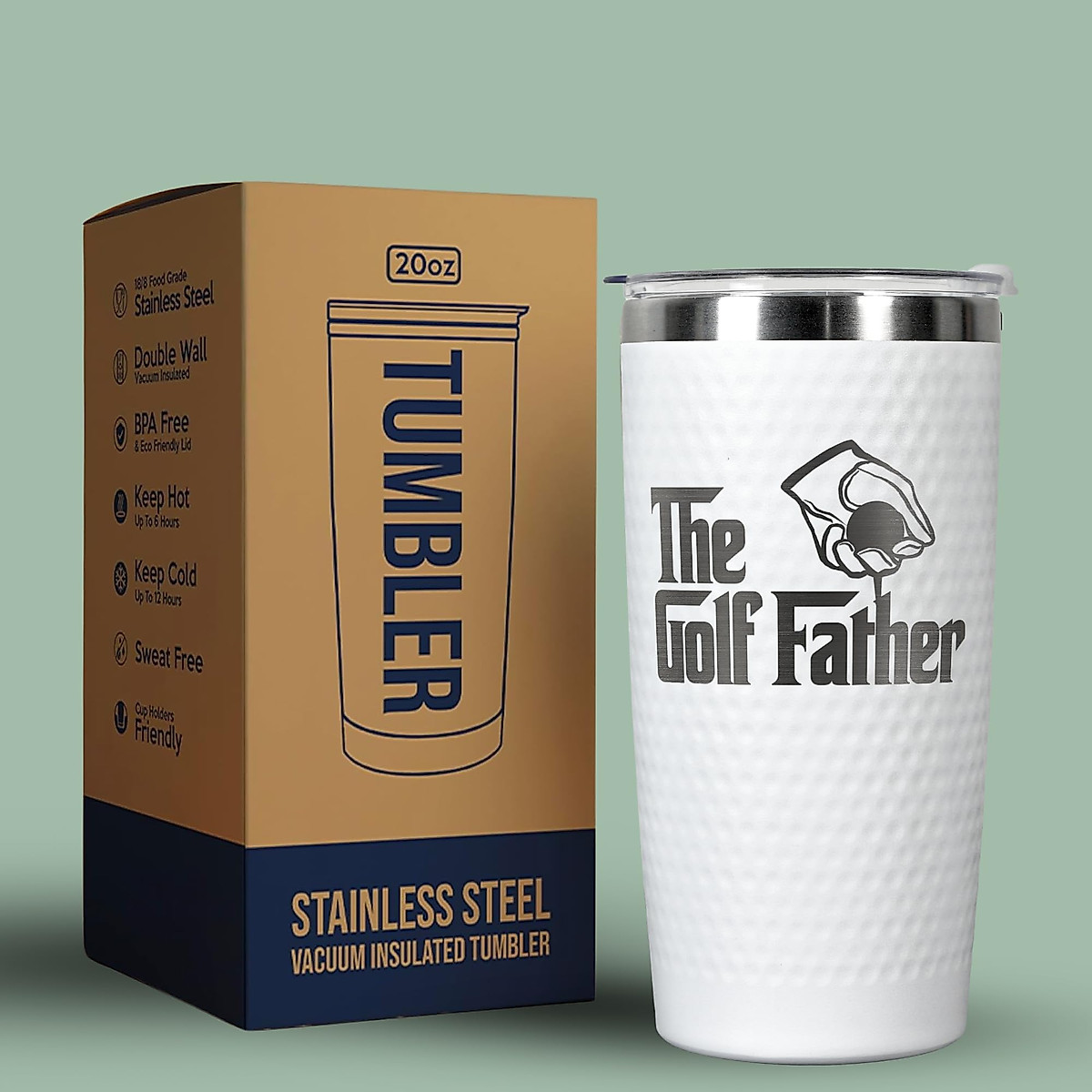 Golf Gifts for Dad - Golf Christmas Gifts - Dad Golf Gifts - Golf Gifts for Men, Dad, Husband - Funny Golf Gifts - Golf Gifts for Men Golfers - Christmas Gifts for Golf Lovers - 20 Oz Golf Cup Tumbler