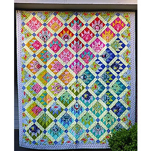 Tula Pink for Free Spirit Besties Hop to It W/Metallic Gold, Fabric by The Yard (Bluebell)