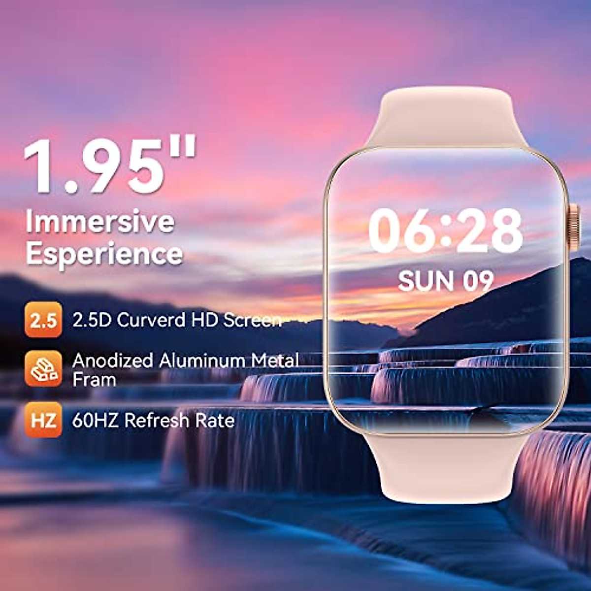 TaiSounds 2023 Upgrade Smart Watch (Answer/Make Call),1.95'' Display Smartwatch,Fitness Tracker with Multi Sport Modes,IP68 ,Step Calorie Counter,Sleep/Heart Rate Monitoring Watches,Rose Gold