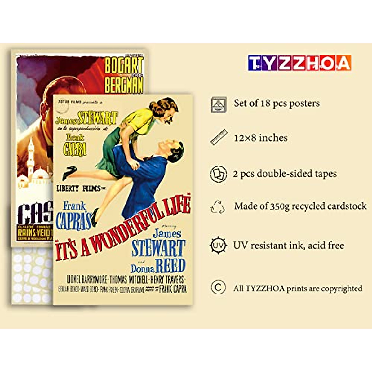 18 PCS Vintage Movie Posters for Theater Room Wall Decor, Retro Posters for Room Aesthetic 90s, Film Room Decor Posters Unframed 8x12 Inch