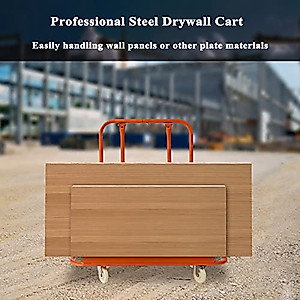 Drywall Sheet Cart, Heavy Duty Panel Dolly Cart with 4 Swivel Wheels, Handling Wall Panel, Sheetrock Sheet Panel Service Cart, Wood Panel, Rolling Dolly for Garage, Home, Warehouse (Orange, 780 lbs)