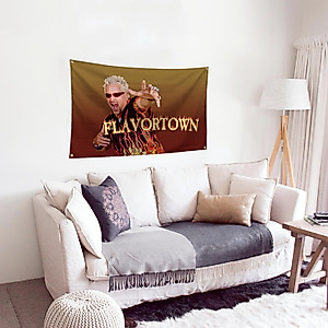 Guy Fieri Flavortown Flag ，3x5 Feet Flag Funny Poster Durable Man Cave Wall Flag with Brass Grommets This beautiful entertaining banner flag for College Dorm Room Decor,Outdoor, events, festivals..