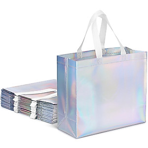 VGOODALL 15PCS Party Favor Bags with Handles, 12.6" x 5" x 11" Large Iridescent Non-woven Bags Reusable Gift Bags with Glossy Finish for Kids Birthday Wedding Party Favors