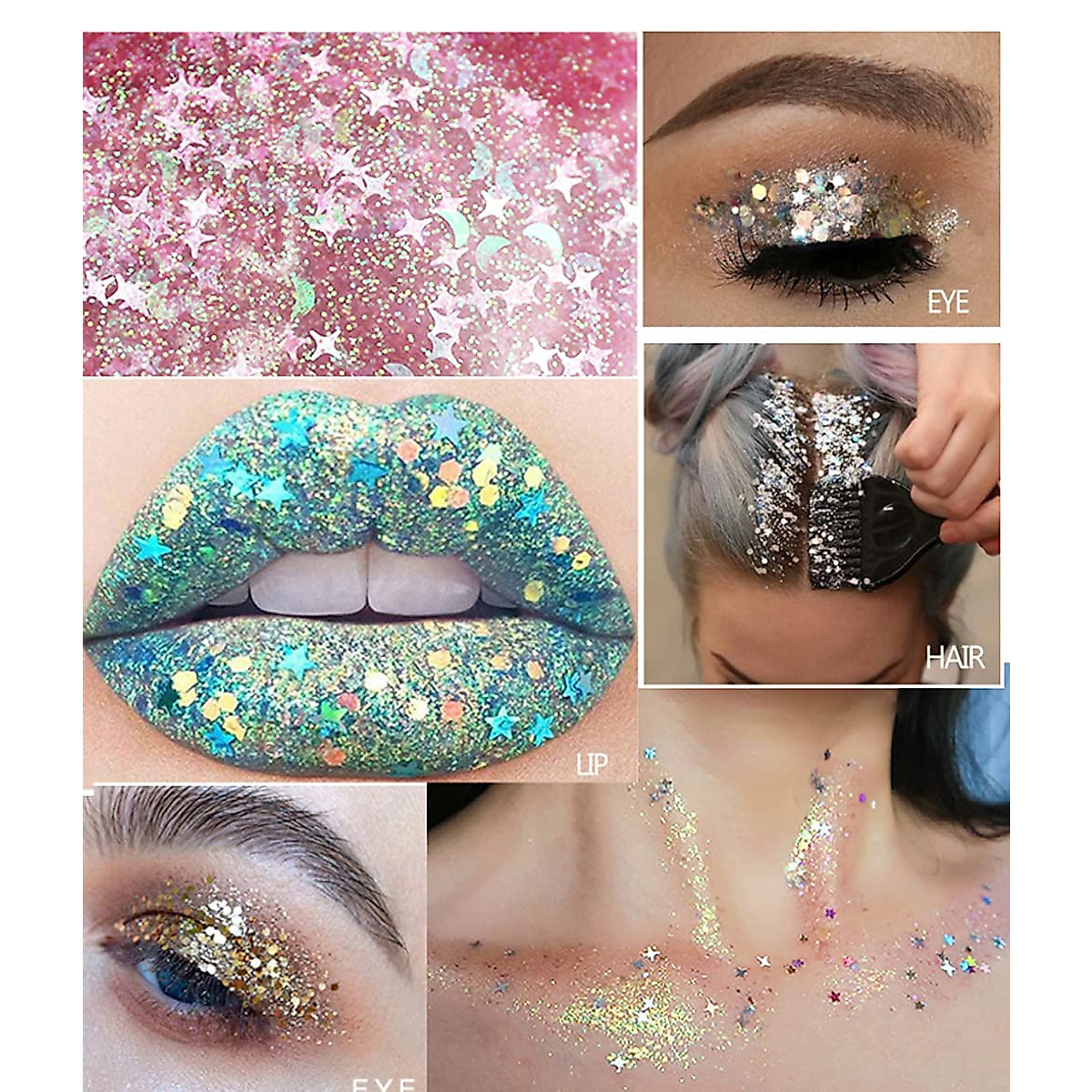 GL-Turelifes 30ml Sequins Chunky Glitter Liquid Eyeshadow Glitter Body Gel Festival Glitter Cosmetic Face Hair Nails Makeup Long Lasting Sparkling Easy to Apply, Easy to Remove (#03 Green)