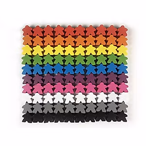 100 Wooden Meeples, Family Games Accessories – Multi-Color Board Game Tokens Ideal for Sorting, Counting, Classrooms, Replacement Pieces, Stocking Stuffer