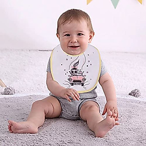 Maiwa 6 Pack Large Cotton Waterproof Baby Toddler bibs with Snaps for drooling teething eating girls 3-24 M