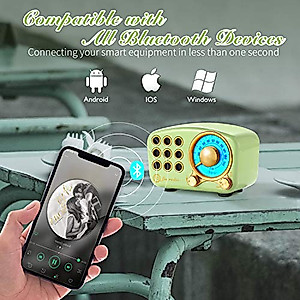 Retro Bluetooth Speaker, Vintage Radio-Greadio FM Radio with Old Fashioned Classic Style, Strong Bass Enhancement, Loud Volume, Bluetooth 5.0 Wireless Connection, TF Card and MP3 Player (Green)
