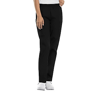 Cherokee Women's Workwear Elastic Waist Cargo Scrubs Pant, Black, Medium