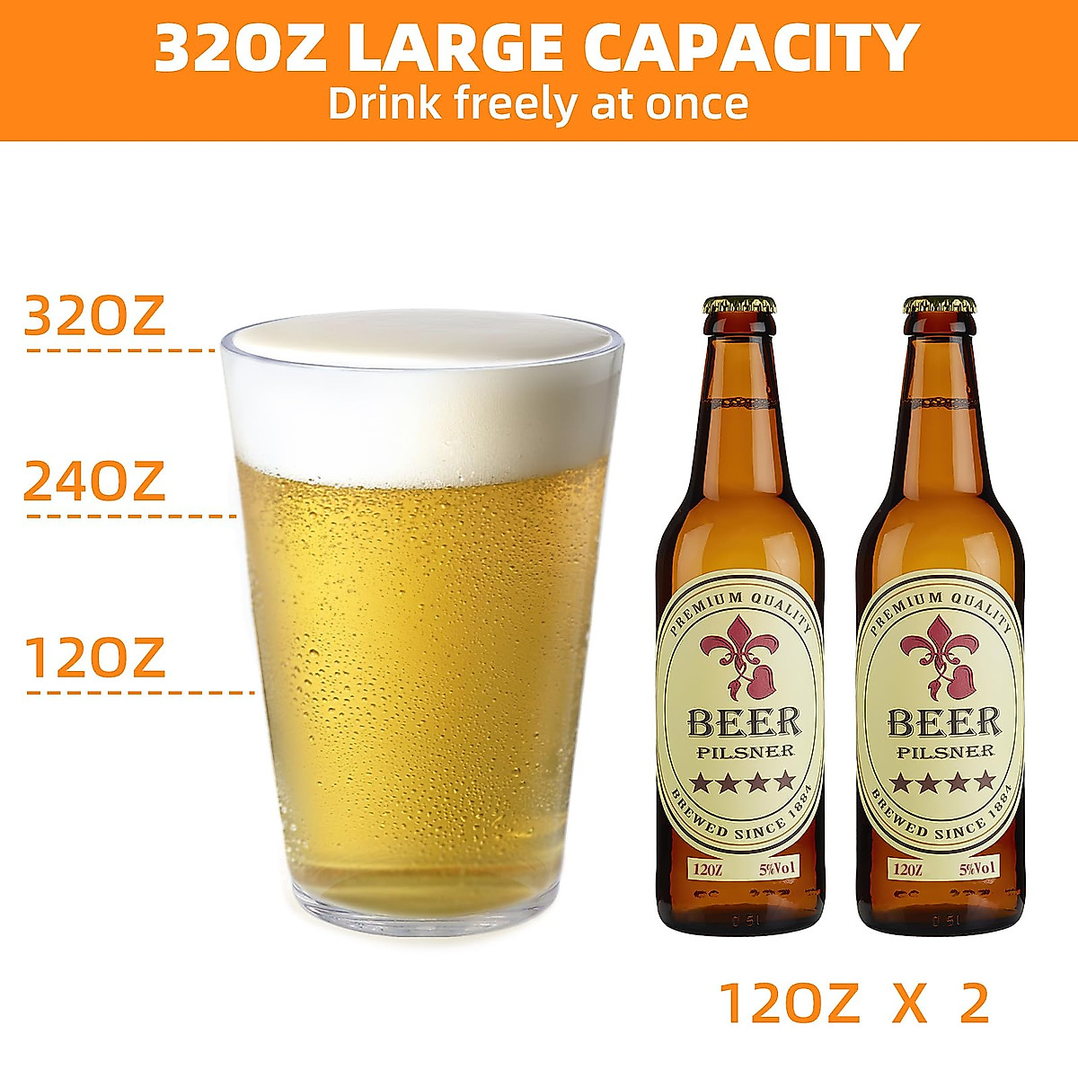 REALWAY 32 OZ Large Plastic Cups Reusable，Clear Unbreakable Iced Tea Tumblers, Set of 6 Stackable Drinking Cups for Poolside Party Home Travel BPA-free Top-rack Dishwasher Safe,Freezer Safe