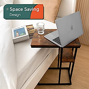Yoobure C Shaped End Table Set of 2, Side Table for Couch and Bed, Small Side Table for Small Spaces, Living Room, Bedroom, Rustic Snack Table