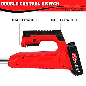Cordless String Grass T-Rimmer Eater with 24V Lithium-ion Batteries Cordless Brush Cutter Grass T-Rimmer (Red, One Size)
