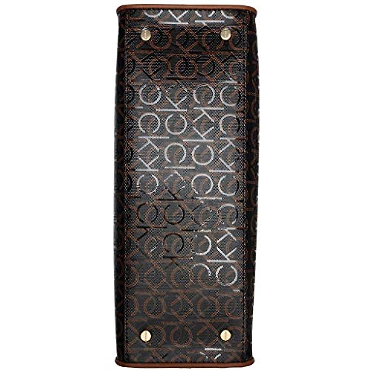 Calvin Klein Margot Textured Logo Satchel, Brown/Khaki/Caramel Embossed