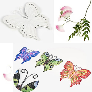 Metal Butterfly Wall Decor 3D Butterfly Wall Art Hanging Sculpture for Indoor Outdoor Office Home Living Room Bedroom Bathroom Garden Porch Patio Fence 8.1" L x 8.3" H(3 Butterflies)