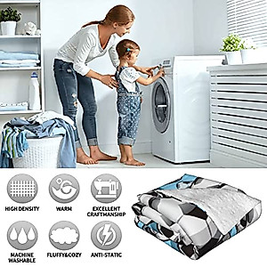 Soccer Throw Blanket Soft Fuzzy Plush Blanket Lightweight Flannel Blankets for Couch Bed Living Room Adults Kids Teens Gifts All Seasons 50"X40"