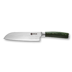 HexClad Santoku Knife, 7-Inch Japanese Damascus Stainless Steel Blade, Pakkawood Handle