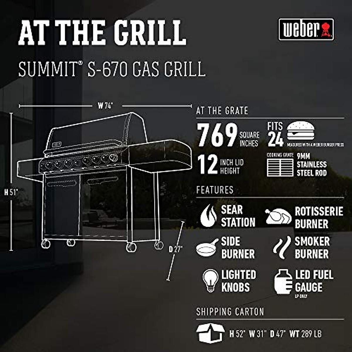 Weber Summit S-670 Liquid Propane Gas Grill, 7370001