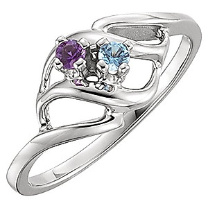 GNGJewel Mothers Ring 3, 4, or 5 Birthstones 10k White or Yellow Gold
