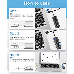 Pukapro Mouse Jiggler Undetectable Mouse Mover Wiggler Driver-Free Automatic Mouse Shaker, Undetectable USB Mouse Jiggler with ON/Off Switch, Plug & Play- Black
