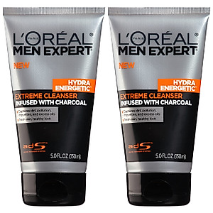L'Oreal Paris Men Expert Hydra Energetic Daily Facial Cleanser with Charcoal, 2 ct.