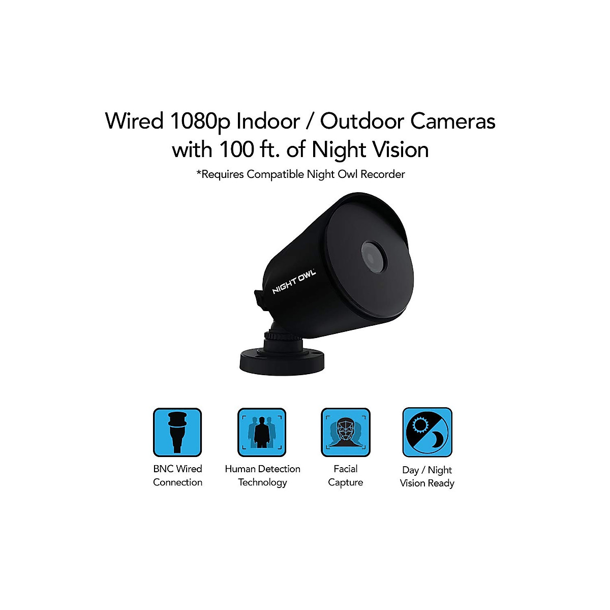 Night Owl 1080p HD Wired Indoor/Outdoor Add-On Cameras, 100 ft. of Night Vision, Wide Viewing Angle and Color Night Vision (2-Pack)