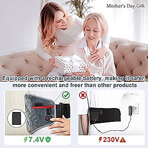 Vofuoti Cordless Heating Pad with Massager, 3 Vibration Modes and 3 Heating Settings, Portable Heating Pad with Battery, Machine Washable, Heating Pad for Back Pain Relief, Gift for Women Men